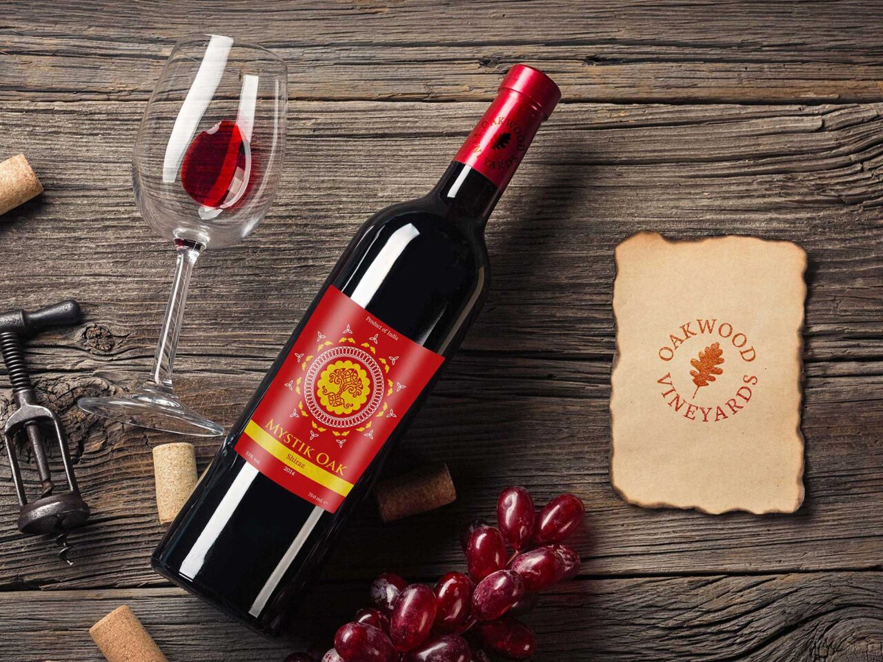 Oakwood Wine Labels - Maitri Designs